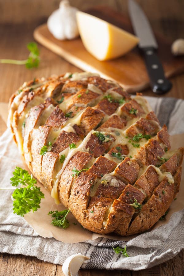 Baked Party Bread with Melted Cheese Butter Herbs Stock Image - Image ...