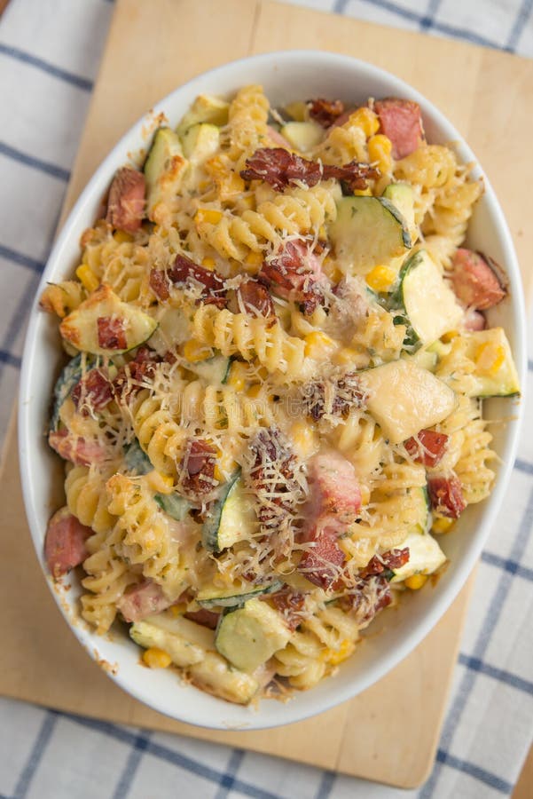 Baked Pasta with ham stock image. Image of dinner, dish - 57107123