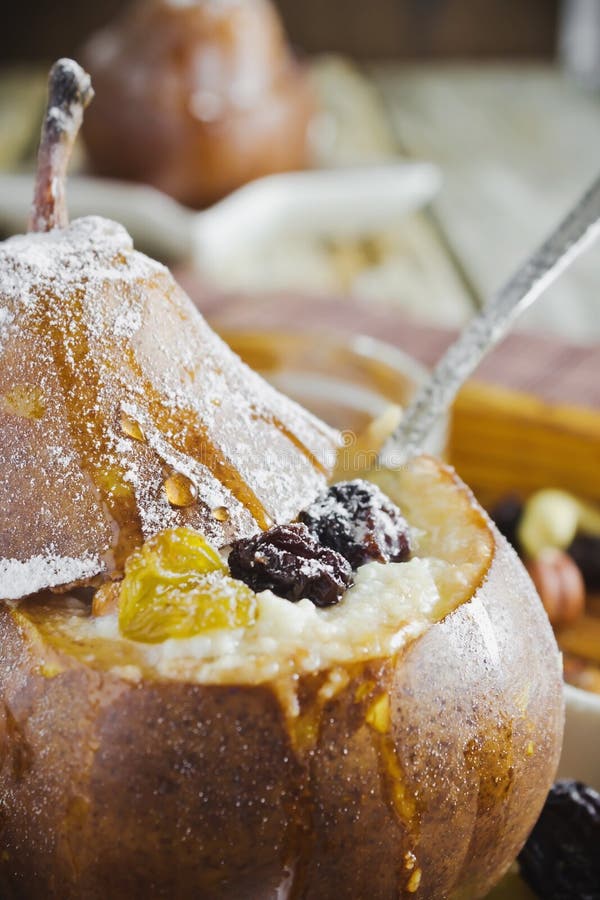 Baked pear stock photo. Image of tray, colors, brown - 38454554