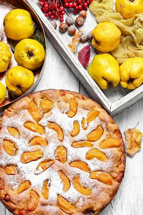 Baked pie with quince stock image. Image of cake, meal - 81307343