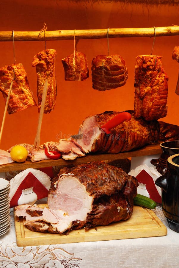 Baked Pig on a Wedding Table . Stock Photo - Image of freshnes, knife ...