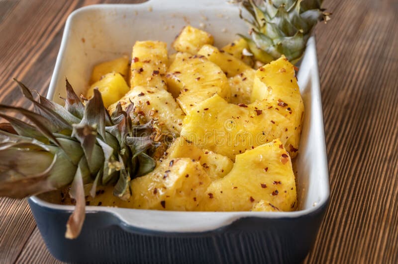 Baked Pineapple with Chilli Flakes Stock Image - Image of summer, flake: 186981349