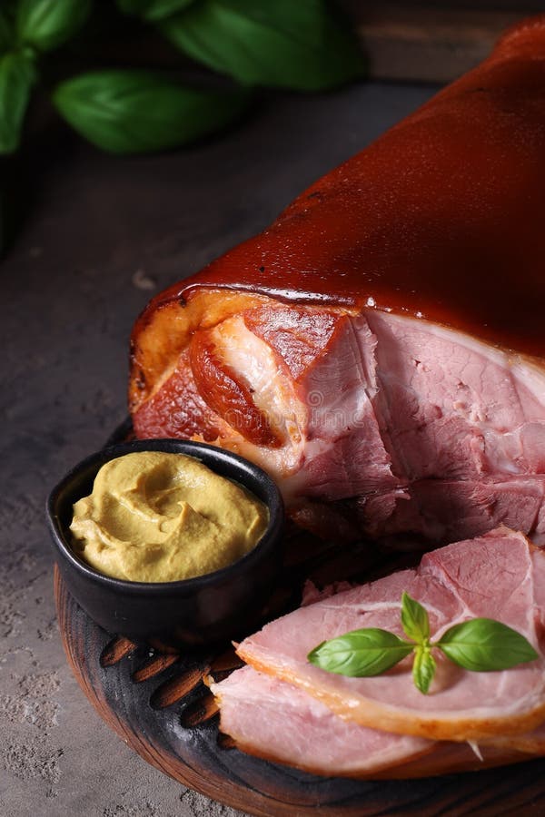 Baked Pork Knuckle with Mustard Stock Image - Image of pork, sauce ...