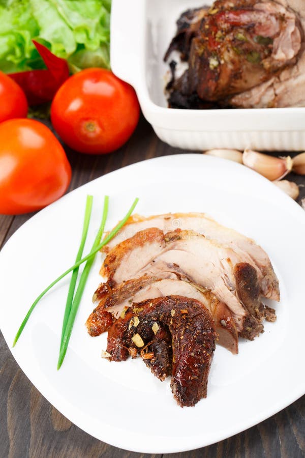 Baked pork leg stock image. Image of fresh, delicious - 36617683