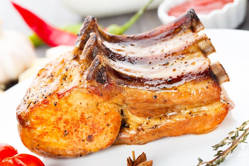 Baked pork rib chop stock photo. Image of food, chop - 35761632