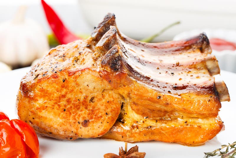 Baked pork rib chop stock image. Image of chop, lunch - 35761777