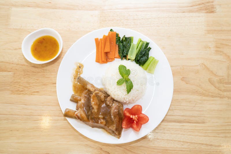 Baked Pork Ribs with rice stock image. Image of nutrition - 216528277