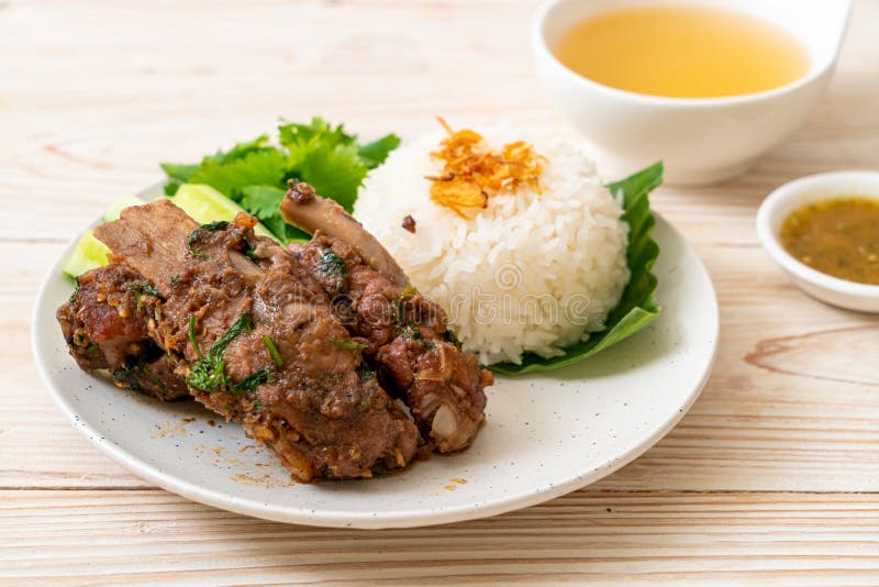 Baked Pork Ribs with Sauce stock image. Image of meal - 178257011
