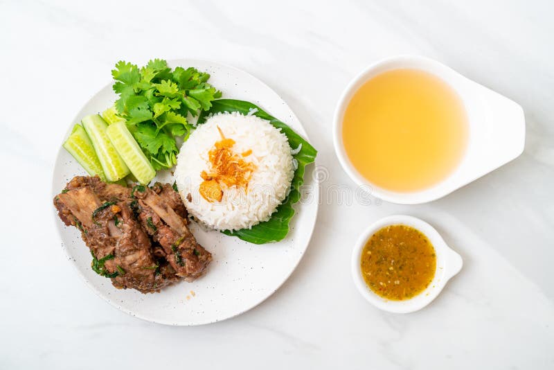 Baked Pork Ribs with Sauce stock image. Image of ribs - 178257035