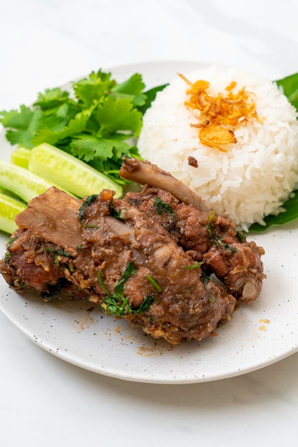 Baked Pork Ribs with Sauce stock photo. Image of barbecue - 178261546