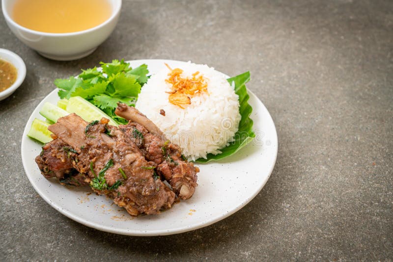 Baked Pork Ribs with Sauce stock photo. Image of marinated - 180215942