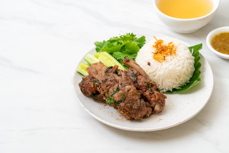 Baked Pork Ribs with Sauce stock photo. Image of ribs - 180373148