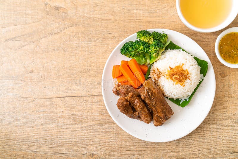 Baked Pork Ribs with Sauce stock photo. Image of grill - 180741652