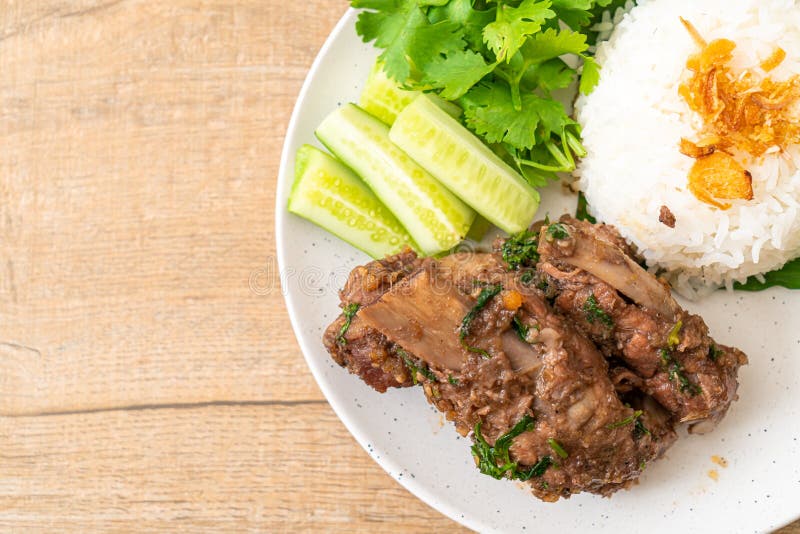 Baked Pork Ribs with Sauce stock photo. Image of cooked - 182682438