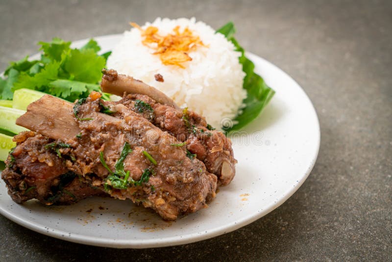 Baked Pork Ribs with Sauce stock image. Image of marinated - 185441971