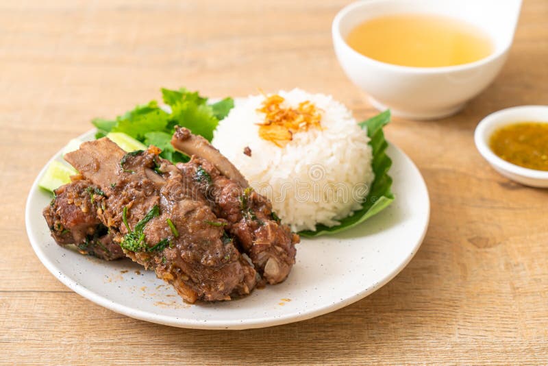 Baked Pork Ribs with Sauce stock image. Image of sauce - 186322435