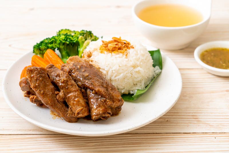 Baked Pork Ribs with Sauce stock photo. Image of food - 196934672