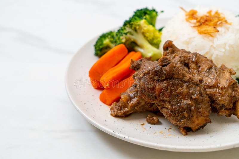 Baked Pork Ribs with Sauce stock image. Image of meal - 198099717