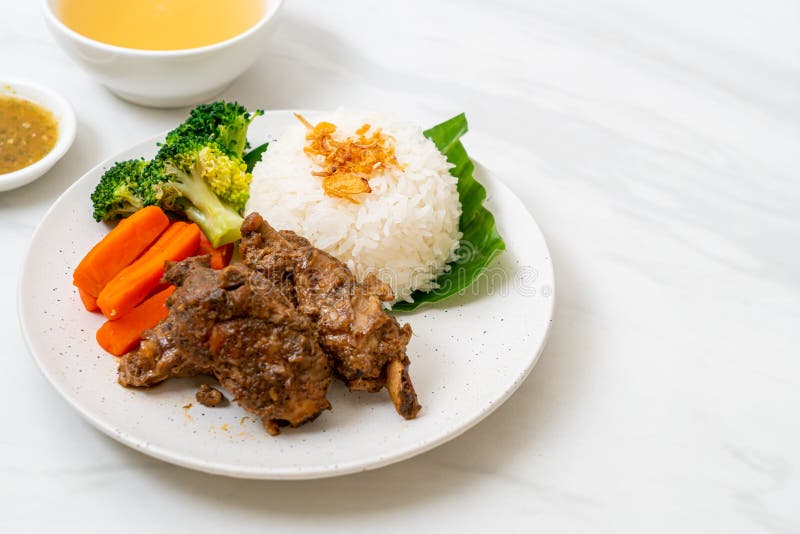 Baked Pork Ribs with Sauce stock image. Image of rack - 213259635