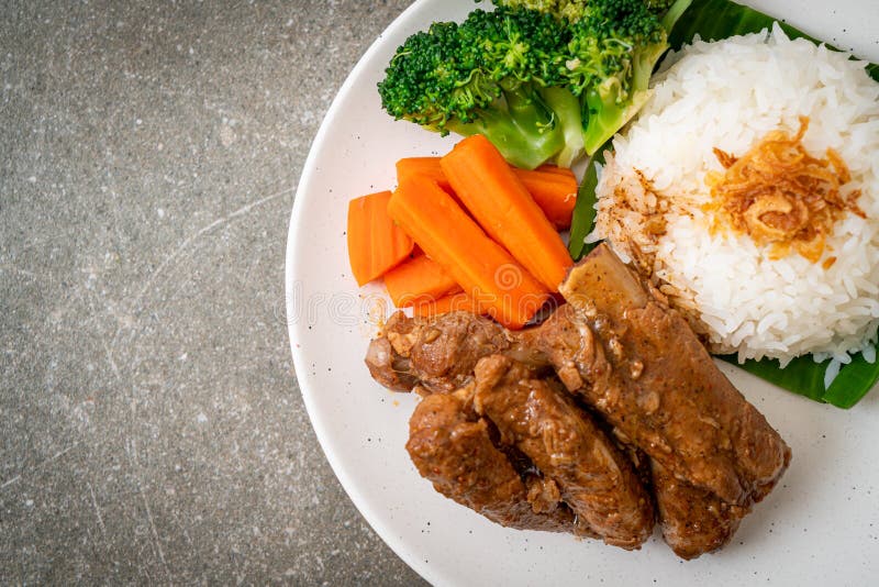 Baked Pork Ribs with Sauce stock photo. Image of roasted - 215151820