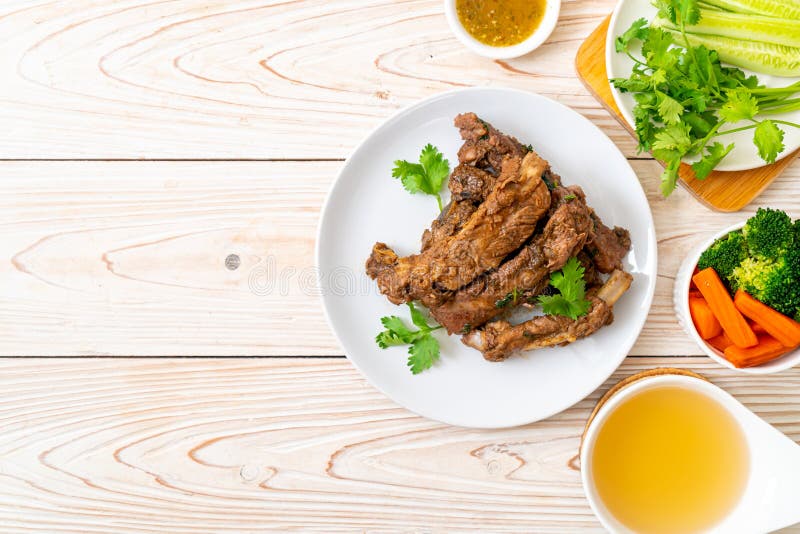Baked Pork Ribs with Sauce stock image. Image of grilled - 178262369