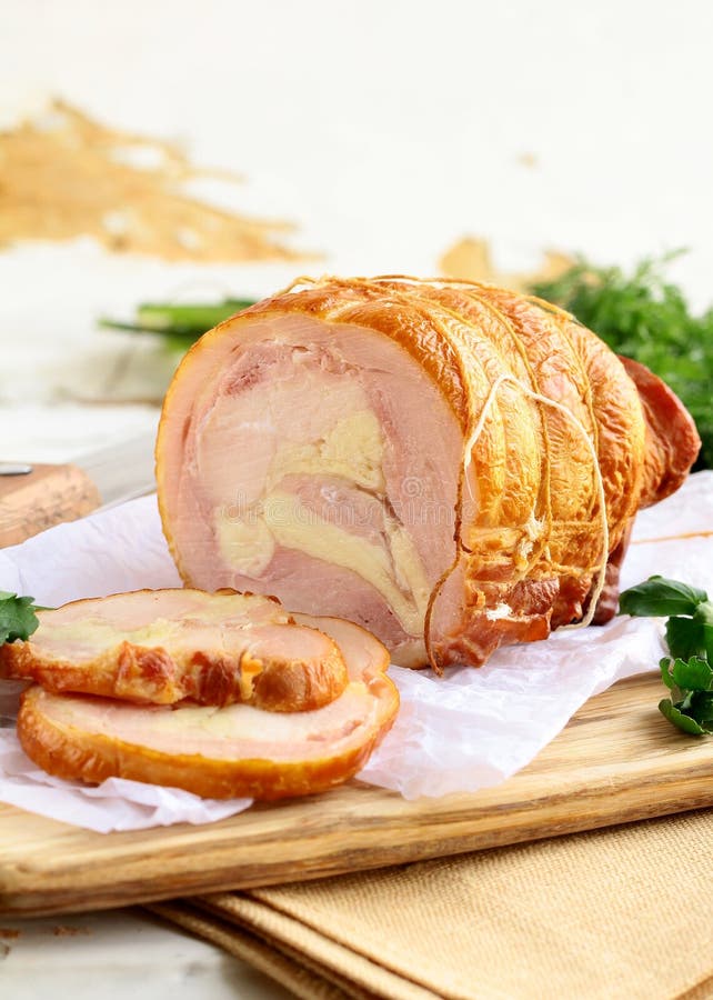 Baked Pork Roll Filled with Herbs Stock Image - Image of pork, meat ...