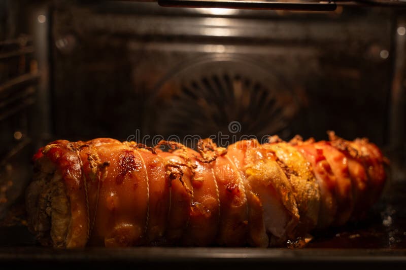 Baked Pork Wrapped in a Roll. Stock Image - Image of wrapped, cooked ...