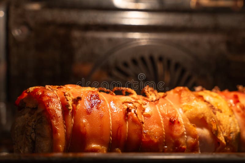 Baked Pork Wrapped in a Roll. Stock Image - Image of wrapped, gourmet ...