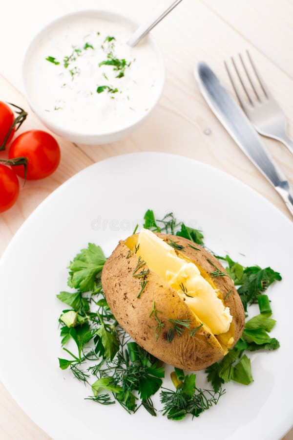 Baked potato with butter stock photo. Image of healthy - 34360776