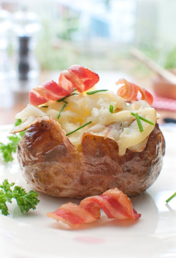 Baked potato stock image. Image of oven, chives, swirls - 37932225