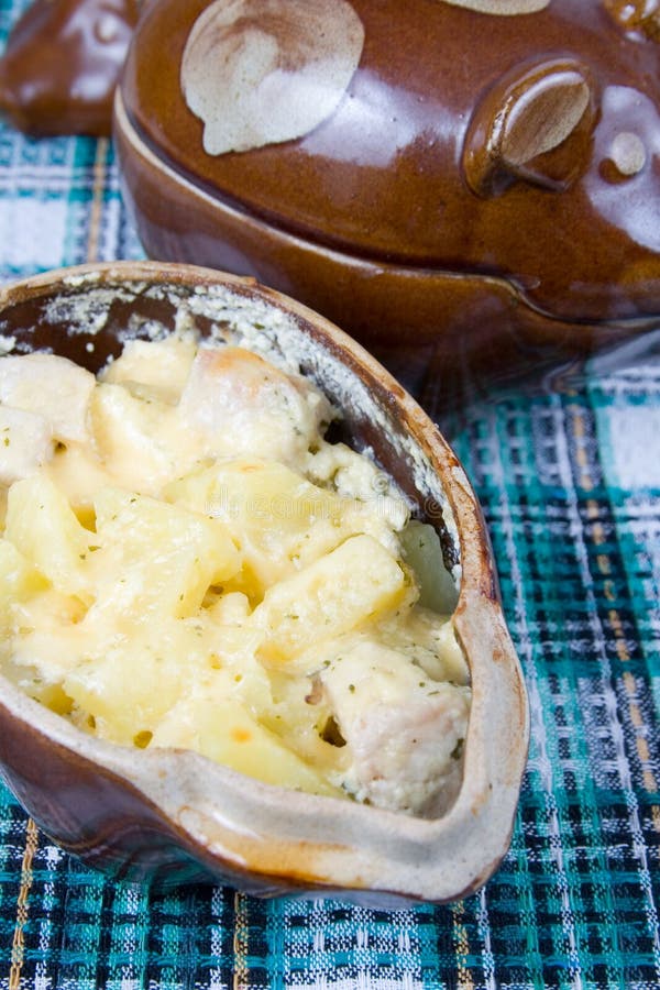 Baked potato with meat stock photo. Image of checkered - 23480268