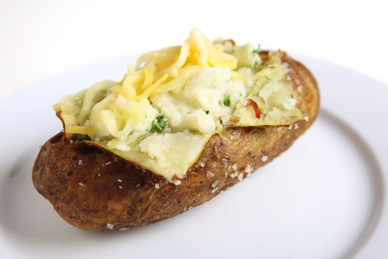 Baked potato on plate stock image. Image of white, russet - 15718489