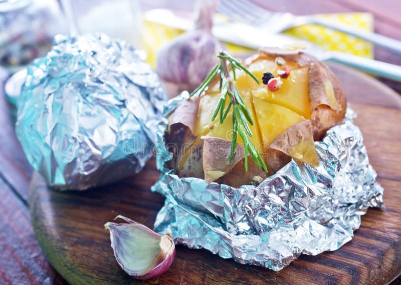 Baked potato stock image. Image of baked, dark, closeup - 46126715