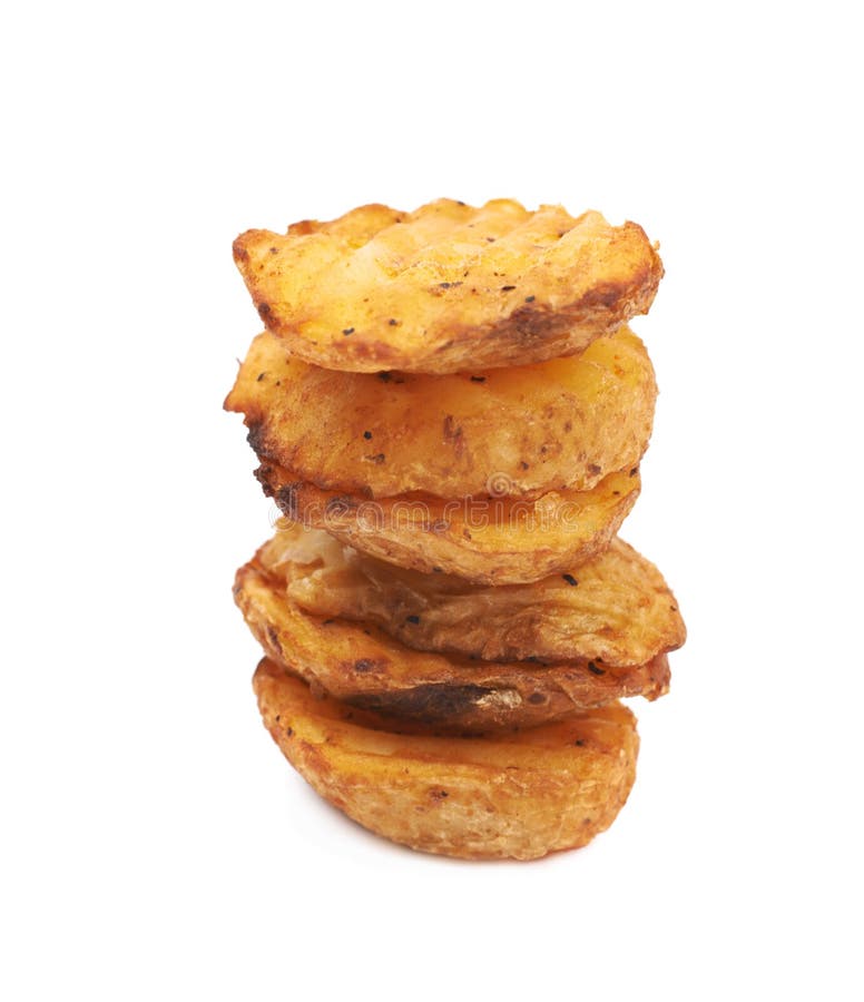 Baked Potato Slice Composition, Isolated Stock Photo - Image of chips ...