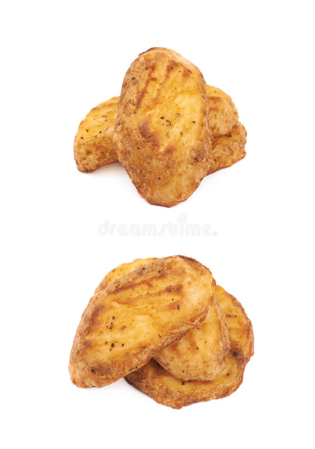 Baked Potato Slice Composition, Isolated Stock Photo - Image of garnish ...
