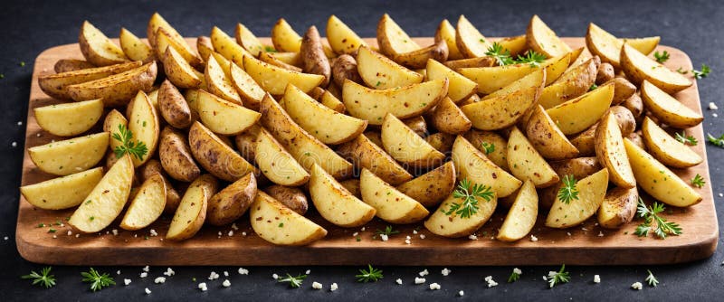 Baked Potato Wedges, Rustic Food Platter Stock Illustration ...