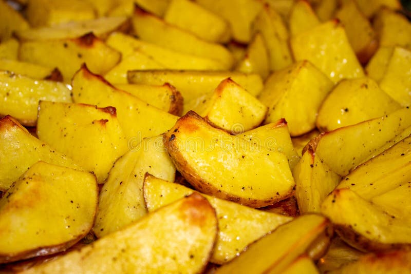 Baked Potatoes with Large Pieces Stock Image - Image of vegan, side ...