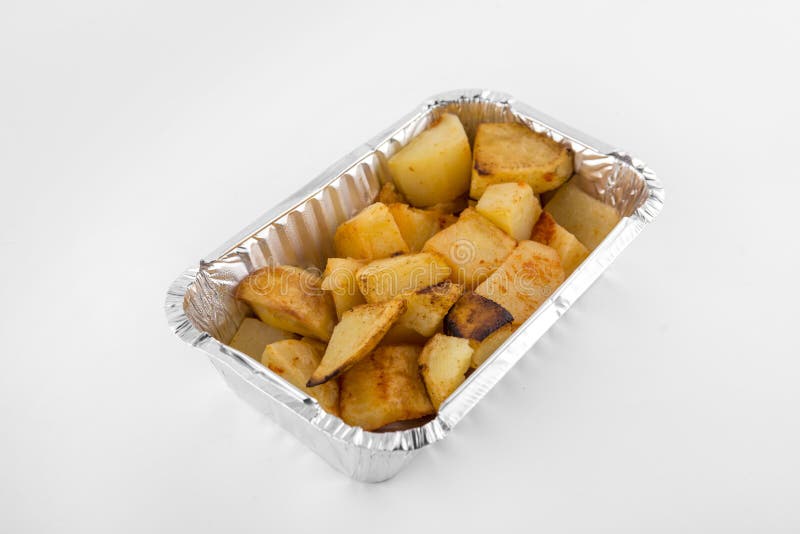 Baked Potatoes Served in Aluminium Tray Stock Image - Image of ...
