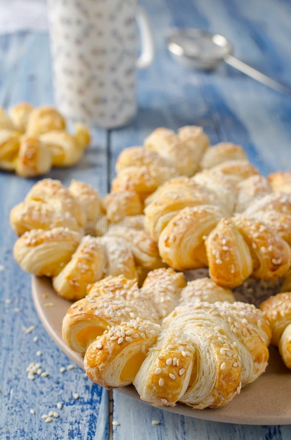 Baked Puff Pastry Rings of Pineapple Stock Image - Image of cake ...