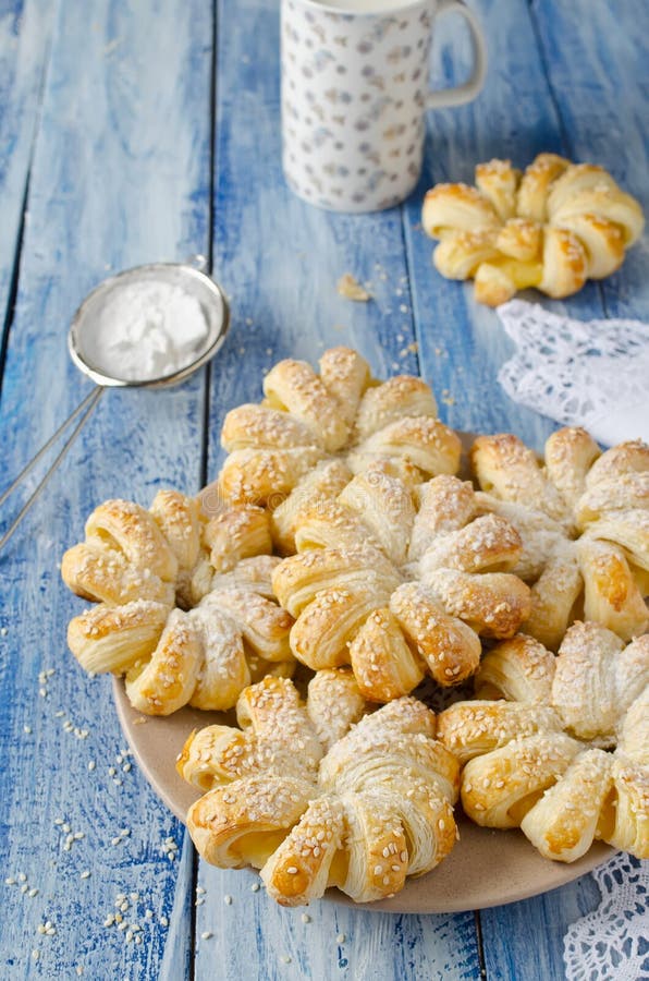 Baked Puff Pastry Rings of Pineapple Stock Image - Image of homemade ...