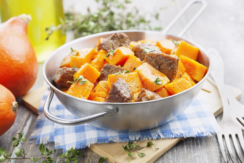 Baked pumpkin with meat stock photo. Image of cuisine - 46681326