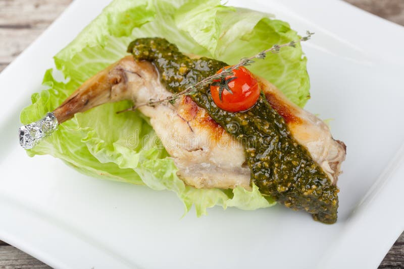 Baked rabbit stock image. Image of cooking, dinner, portion - 51190399