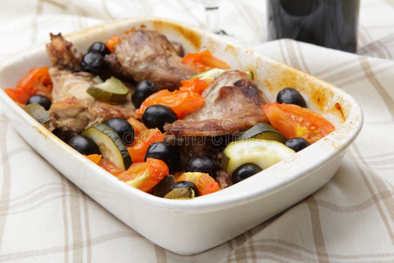 Baked Rabbit with Vegetables Stock Photo - Image of ragout, rectangular ...