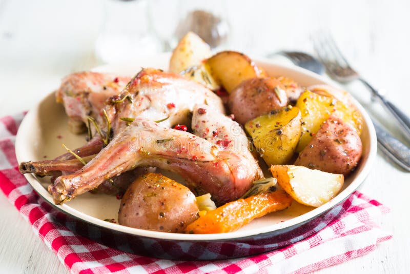 Baked Rabbit with Vegetables Stock Image - Image of homemade, gourmet ...