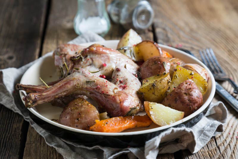 Baked Rabbit with Vegetables Stock Photo - Image of rural, table: 131137548