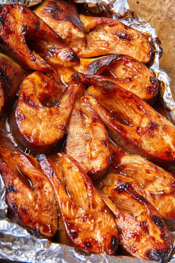 Baked Red Fish in a Marinade of Teriyaki Sauce Stock Image - Image of ...