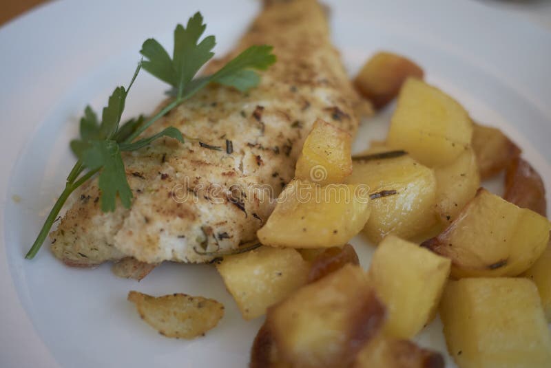 Baked Redfish with Potatoes Stock Image - Image of grilled, potatoes ...