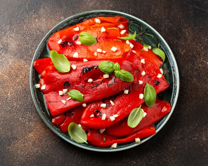 Baked, Roasted Red Pepper on Grill. Healthy Vegetables Stock Image ...
