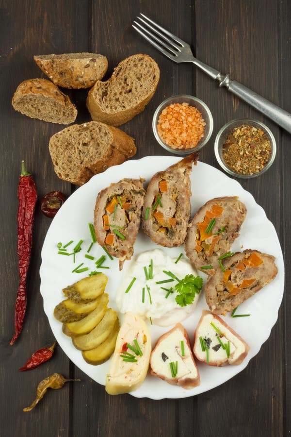 Baked Roll with Minced Meat, Cheese Rolls and Mayonnaise. Homework ...