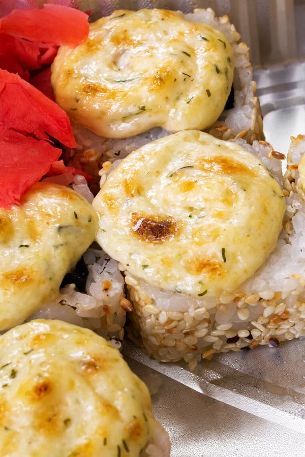 Baked Rolls with Cheese in a Container Stock Image - Image of chopstick ...